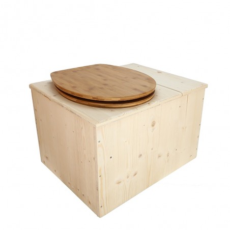 Toilette sèche en bois avec bac à copeaux intégré, abattant en Bambou