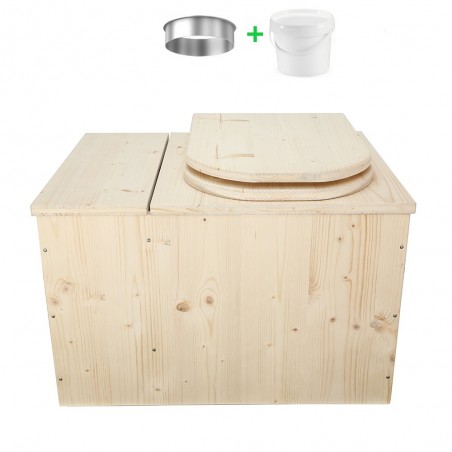 Toilette sèche avec bac à copeaux de bois intégré, seau 20L, bavette ...